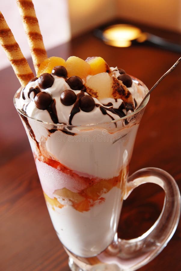 A Vanilla Sundae with Chocolate Sauce Isolated on a White Background ...