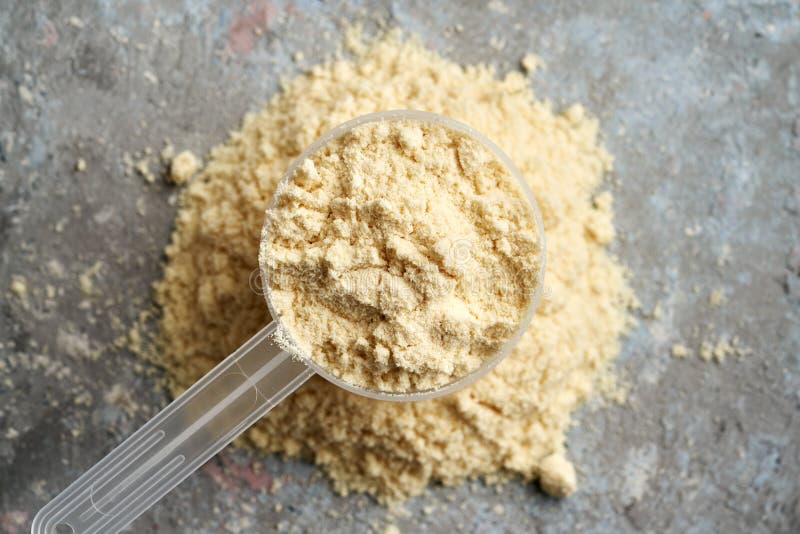 Vanilla Whey Protein Powder in a Measuring Spoon Stock Image - Image of ...