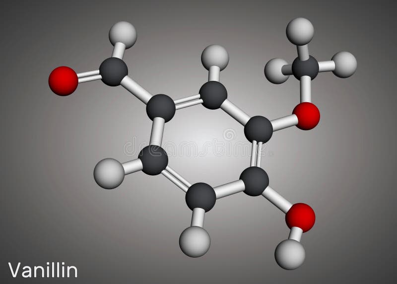 Vanillin Molecule. it is Flavor Compound. Molecular Model Stock ...