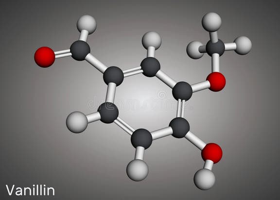 Vanillin Molecule. it is Flavor Compound. Molecular Model Stock ...