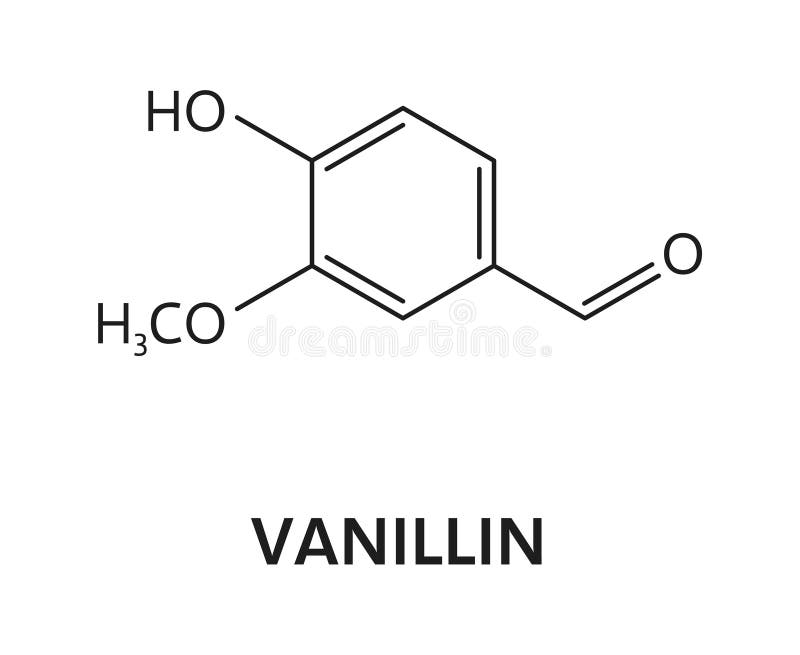 Vanillin Molecule Formula of Chocolate Ingredient Stock Vector ...