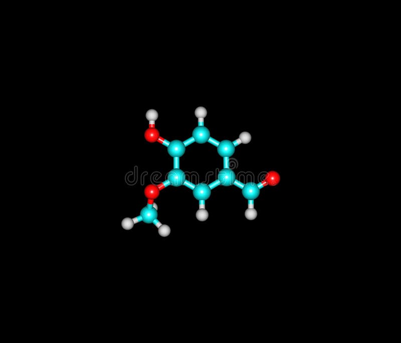 Vanillin Molecule Isolated on Black Stock Illustration - Illustration ...
