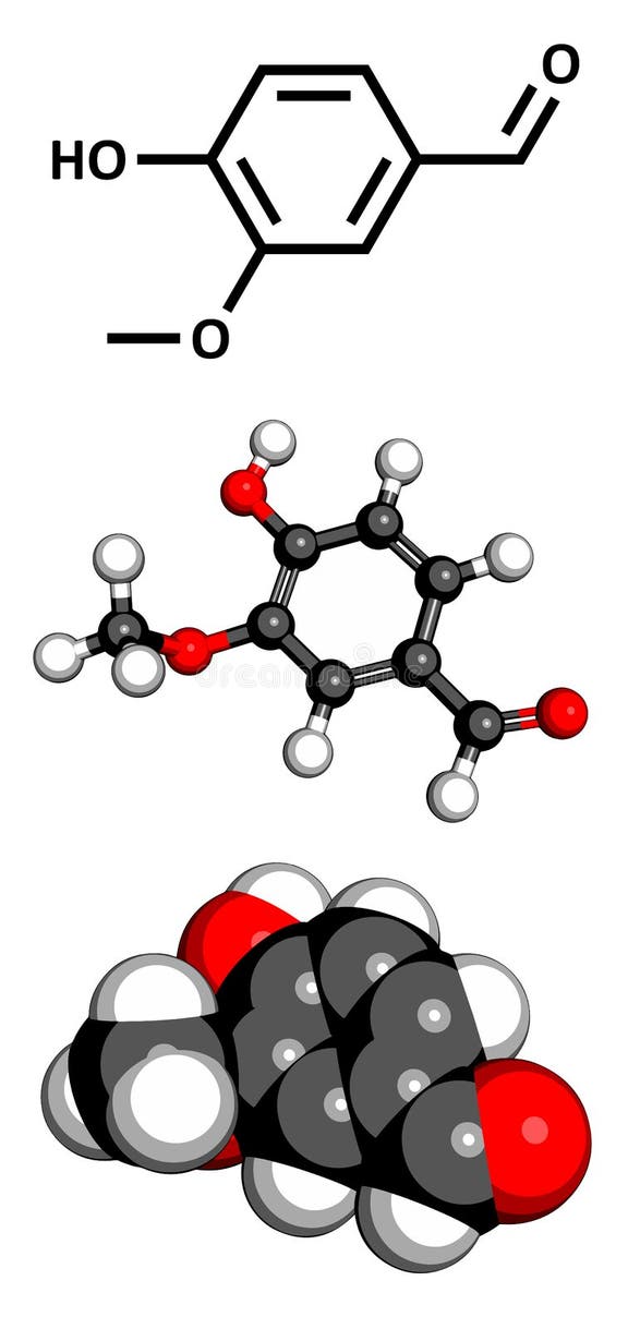 Vanillin Vanilla Extract Molecule, Chemical Structure Stock ...
