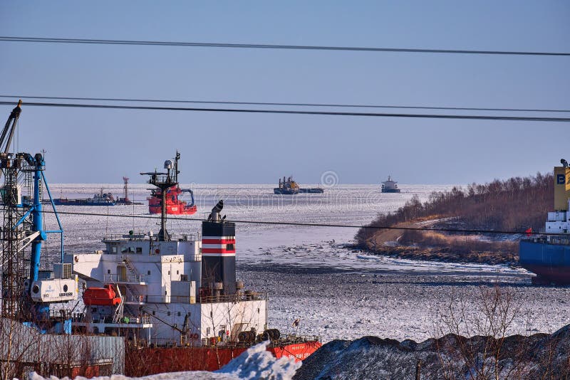 Vanino, Russia - Jan 18, 2021: Vanino Bay in the Tatar Strait in Winter ...