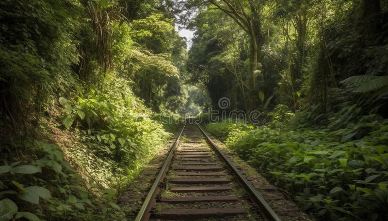 The Vanishing Point of the Railroad Track Leads To Adventure Generated ...