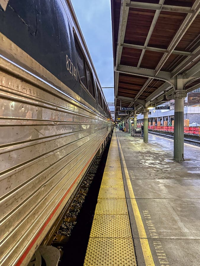 Vanishing Point View of an Amtrak Train at a Platform at Washington DC ...