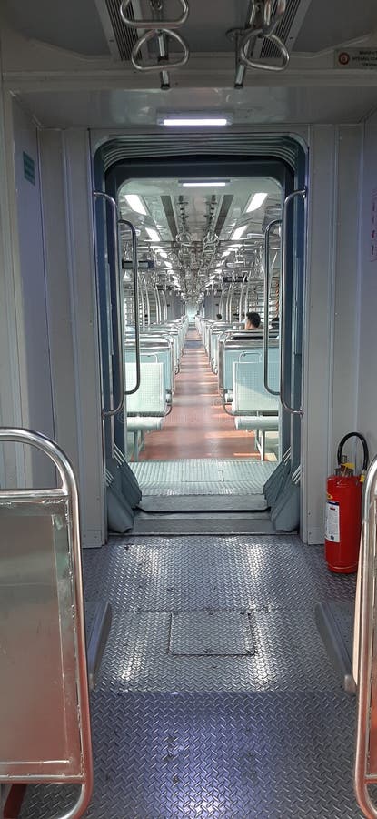 A Vanishing Point View of Empty Train. Stock Photo - Image of vehicle ...