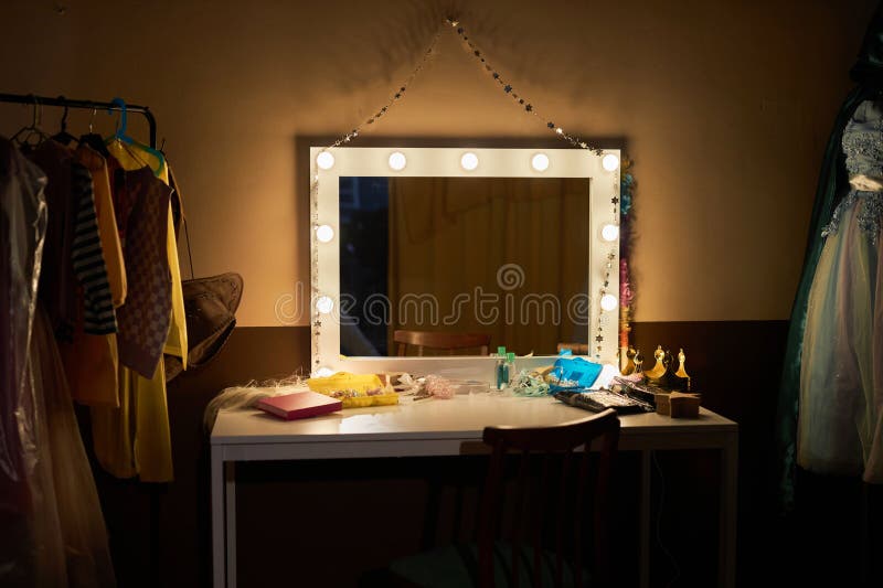 Vanity Mirror Backstage in Theater Stock Photo - Image of talent ...
