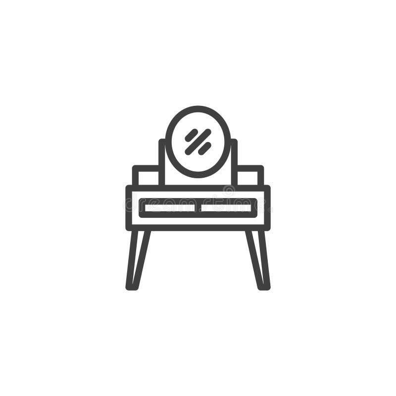 Vanity Table with Mirror and Makeup. Stock Vector - Illustration of ...