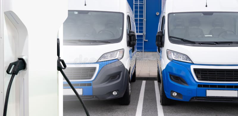 Vans are Parked in Row. Commercial Fleet. Stock Image - Image of ...