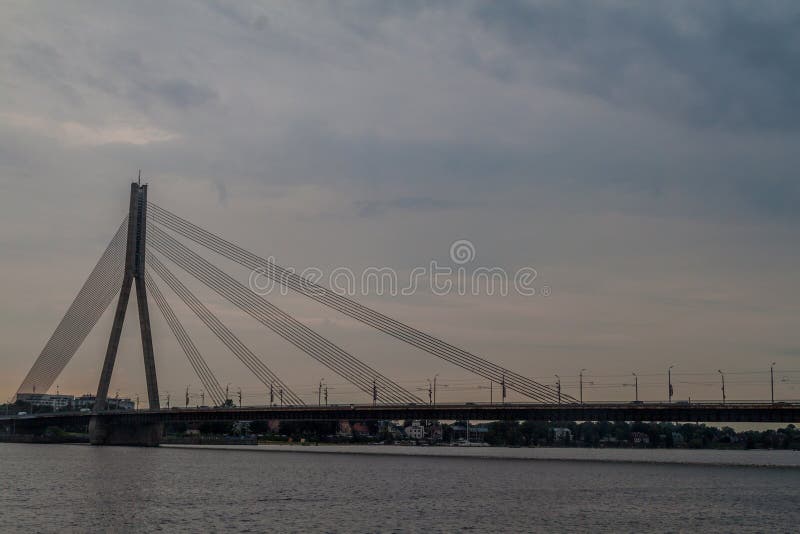 Vansu bridge in Riga, Latv stock image. Image of cityscape - 131092003