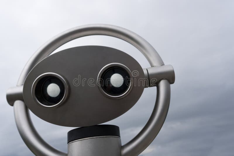Vantage Point Fixed Telescope Front Cloudy Sky Stock Photo - Image of ...