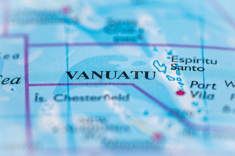 Vanuatu Highlighted on a World Map Stock Image - Image of area, routes ...