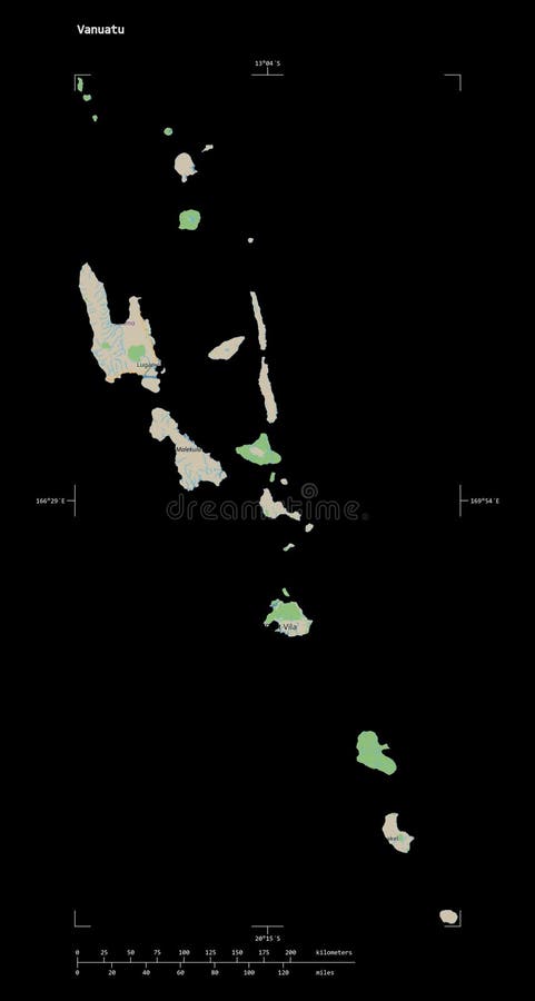 Vanuatu Shape on Black. Topo Standard Stock Illustration - Illustration ...