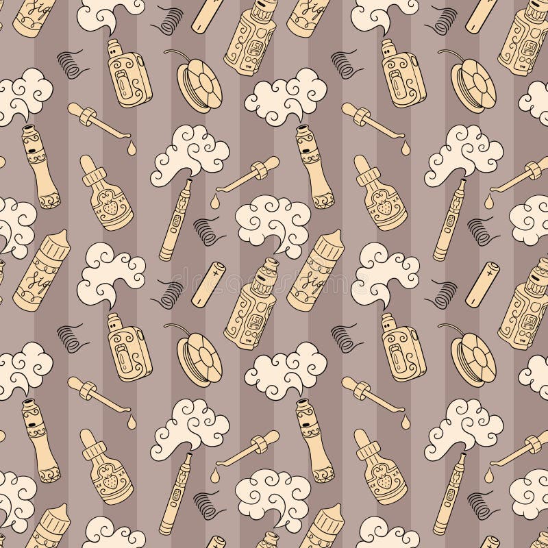 Vape E-cigarettes Seamless Pattern Stock Illustration - Illustration of ...