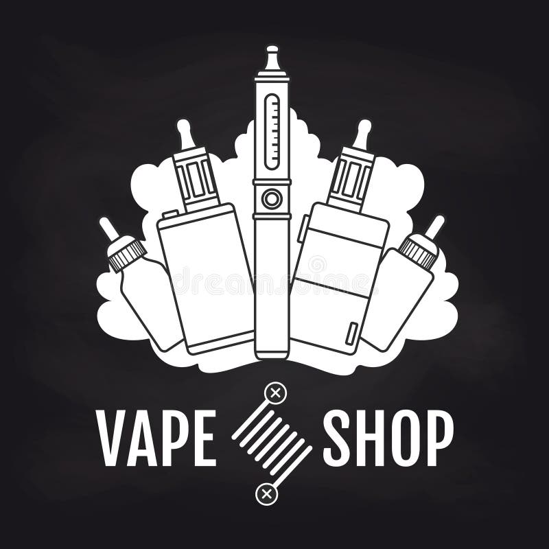 Vape Shop Emblem Design on Blackboard Stock Vector - Illustration of ...