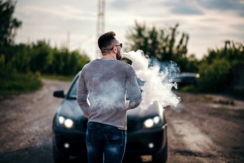 Vaper with Beard in Sunglasses Vaping Outdoor Stock Image - Image of ...