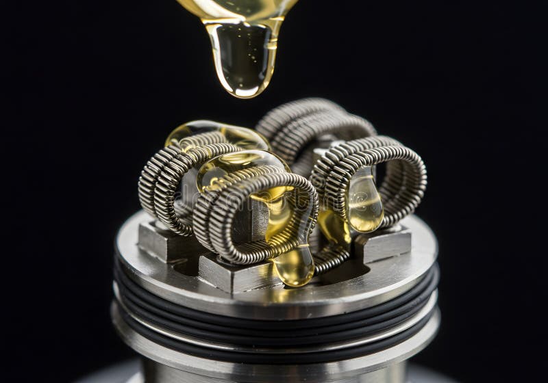 Vaping Coil with Liquid Drip Close Up Stock Illustration - Illustration ...