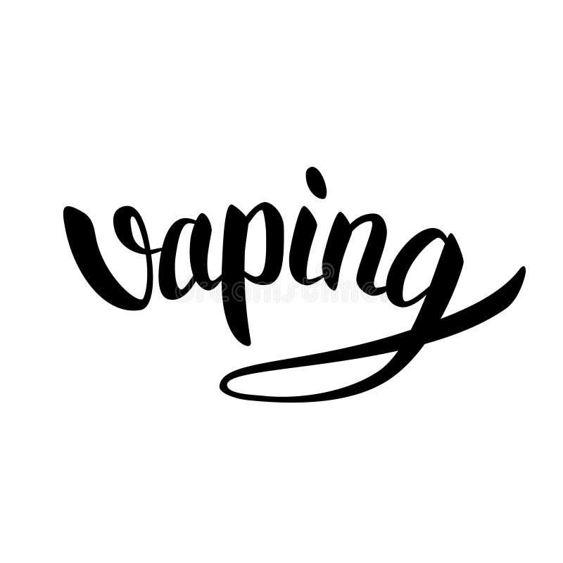 Vaping Hand-drawn Lettering Black with White Outline on Blue Background ...