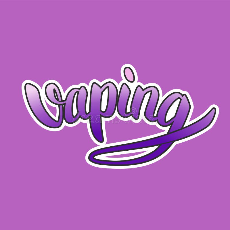 Vaping Hand-drawn Lettering Purple Gradient with White Outline on ...