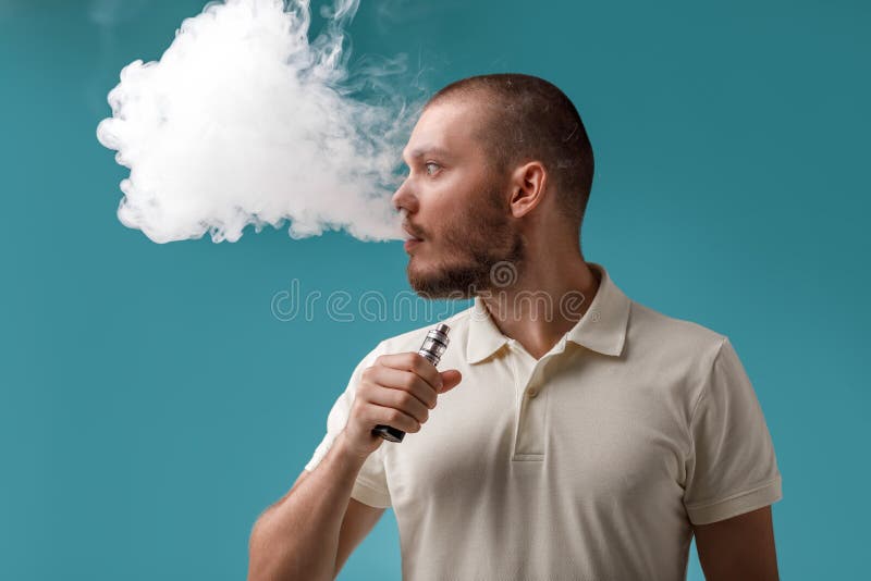 Vaping Man Launches Ring of Smoke Stock Image - Image of person ...
