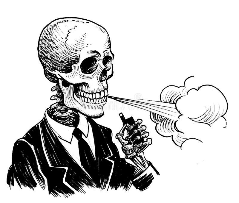 Vaping skeleton stock illustration. Illustration of addiction - 234377022