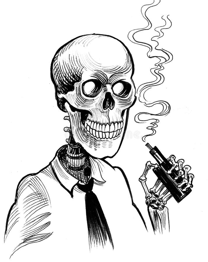 Vaping skeleton stock illustration. Illustration of text - 272913457
