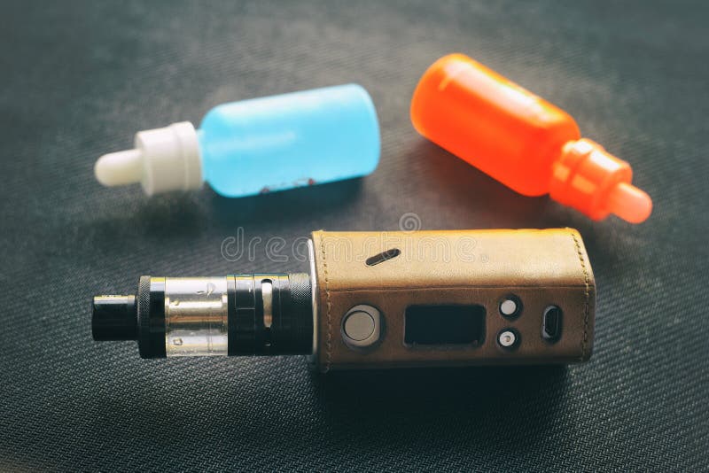 Vaping Things. E-cigarette and E-liquid with Nicotine. Stock Image ...