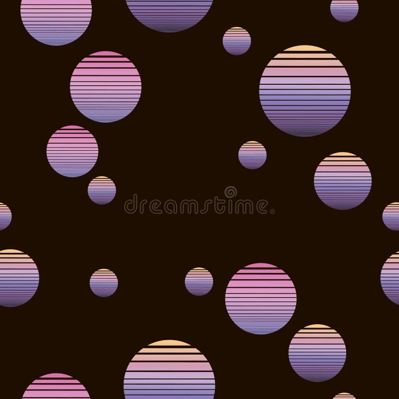 Vapor Wave Vector Seamless Pattern with Suns in Blue and Pink Colors ...