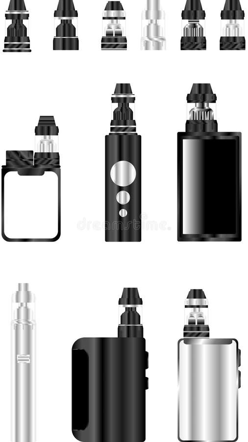 Vaporizer Vapes Metallic Realistic Mockups Pack Illustration in Vector ...