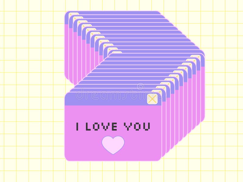 Vaporwave Aesthetics Style. Pop-up Message I LOVE YOU on the Computer ...