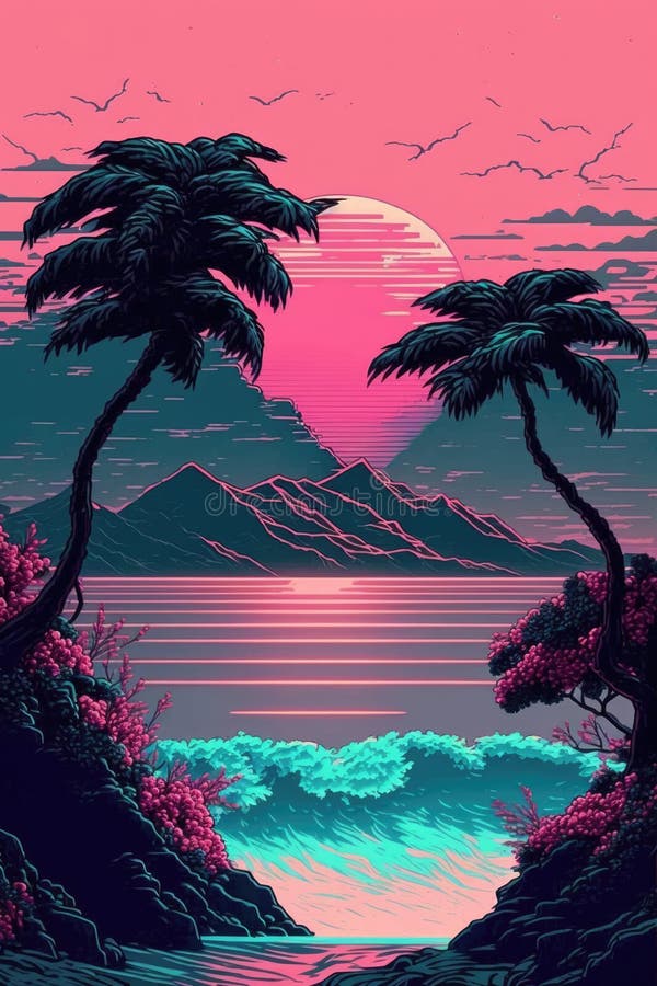 Vaporwave Palm Stock Illustrations – 863 Vaporwave Palm Stock ...