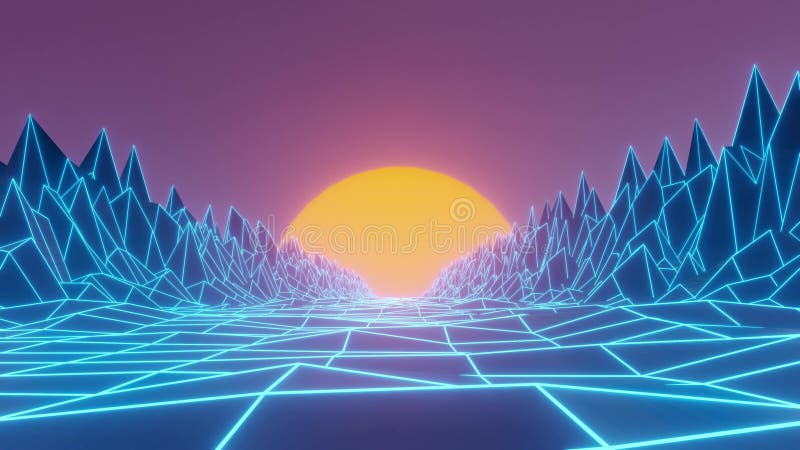 Vaporwave Retro Sunset Animation Loop Stock Footage - Video of ...