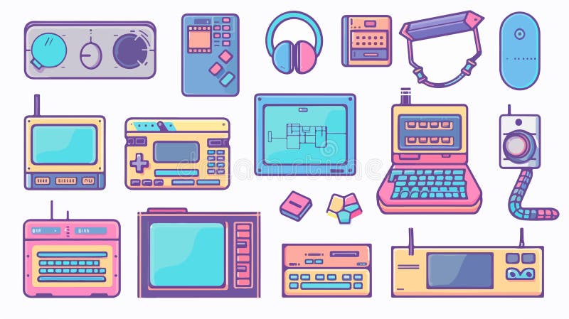 Vaporwave Retro User Interface Elements Displayed in Aesthetic ...