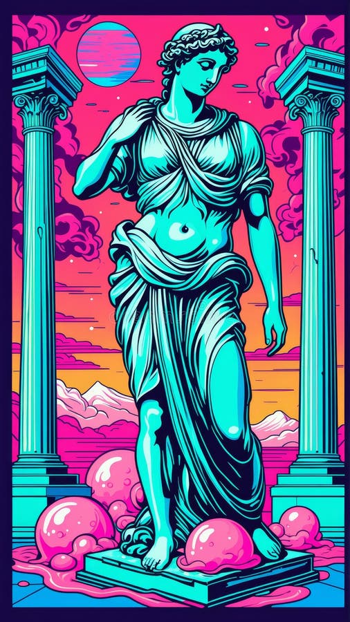 Vaporwave and Retrowave Style Composition for Apparel Stock Image ...