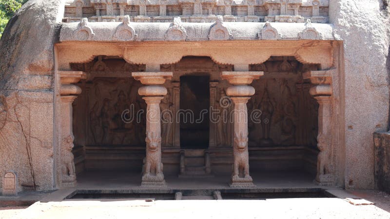 The Varaha Cave Temple. Ancient- Statues Carved in Rock Stock Photo ...