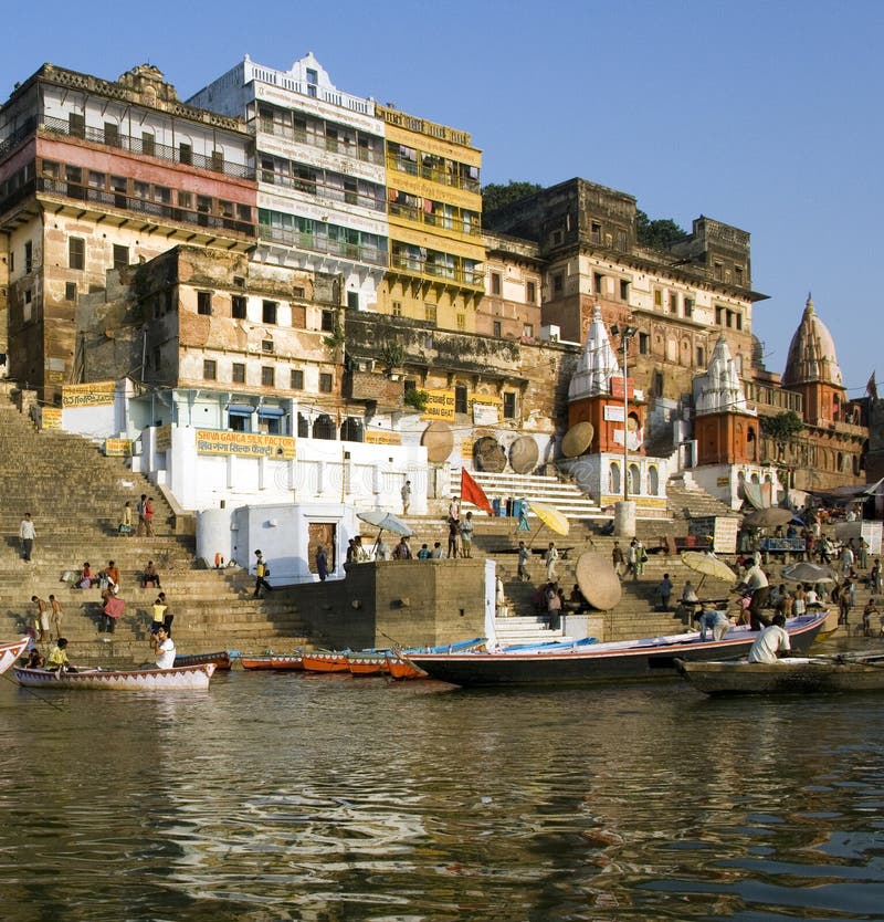 Hindu Ghats on the River Ganges - Varanasi - India Editorial Stock ...