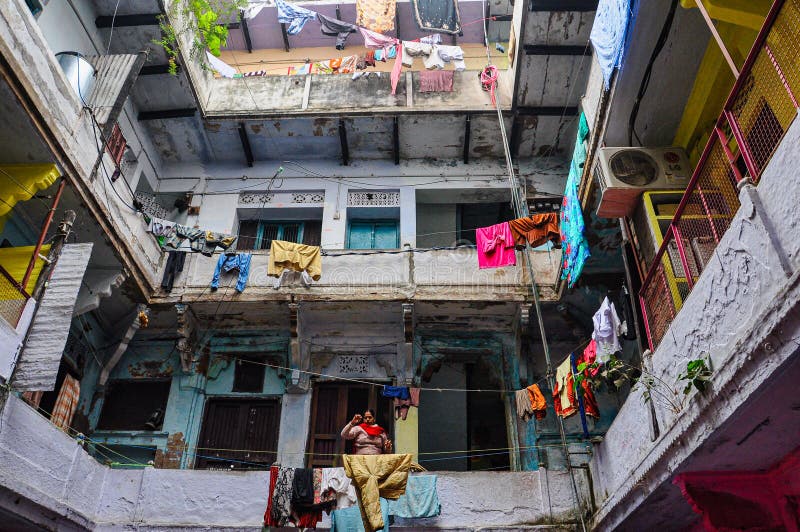 Varanasi, India - Dec 24, 2019: Inside the Courtyard of an Old Building ...