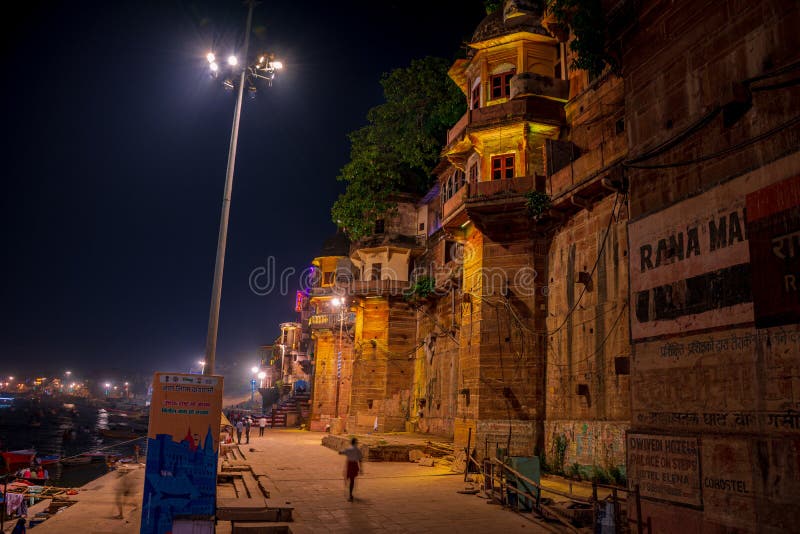 Varanasi at Night , India , Ganges River Editorial Image - Image of ...