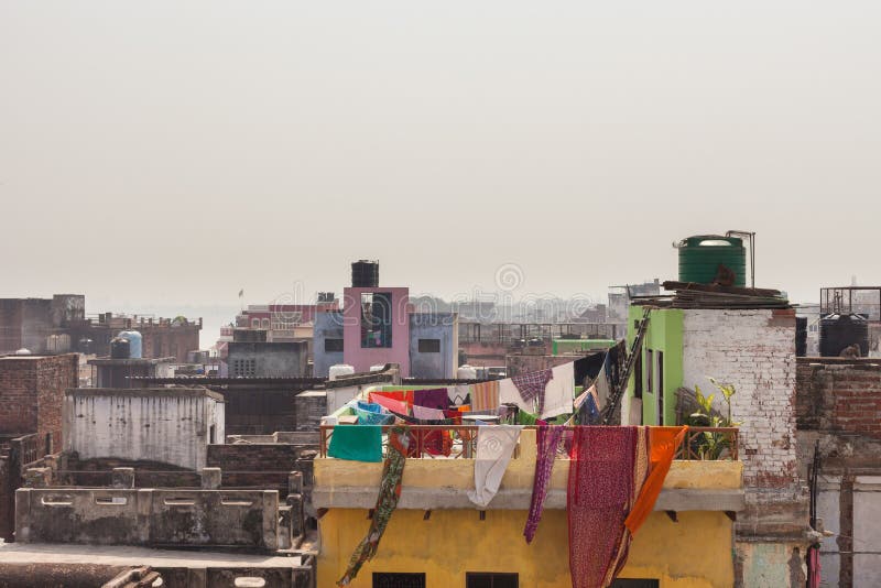Varanasi rooftops stock image. Image of block, colorful - 80474175