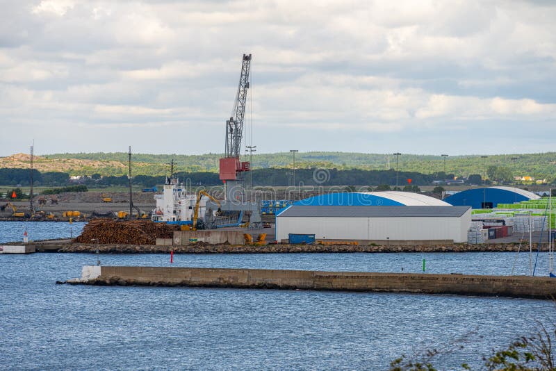 Ship Loading at Port of Varberg.. Editorial Stock Image - Image of ...