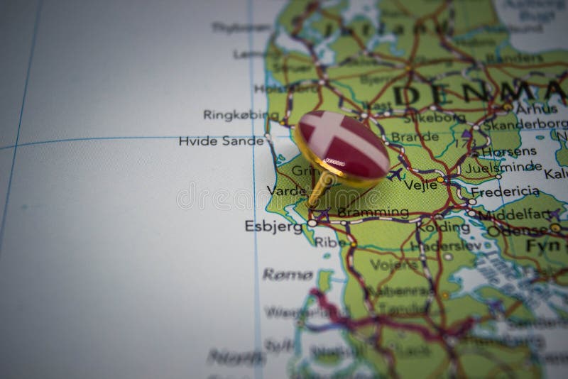 Varde Pinned on a Map with the Flag of Denmark Stock Photo - Image of ...
