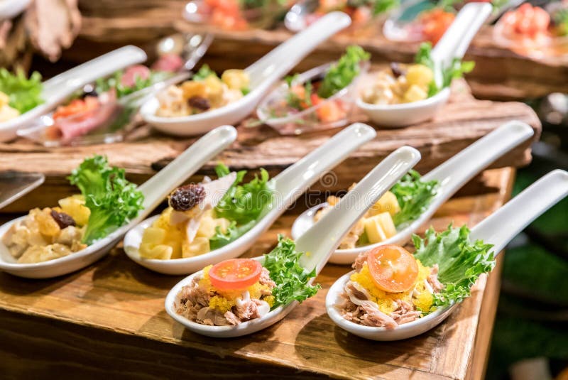 Canape on spoon stock photo. Image of fish, delicious - 112987836