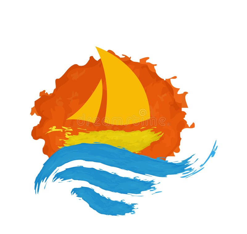 Varende Boot Op Het Water, Embleem Vector Illustratie - Illustration of ...