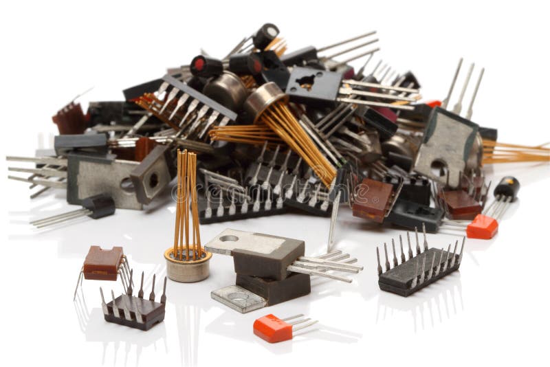 Particolare Di Elettronica Con Le Varie Componenti Immagine Stock ...