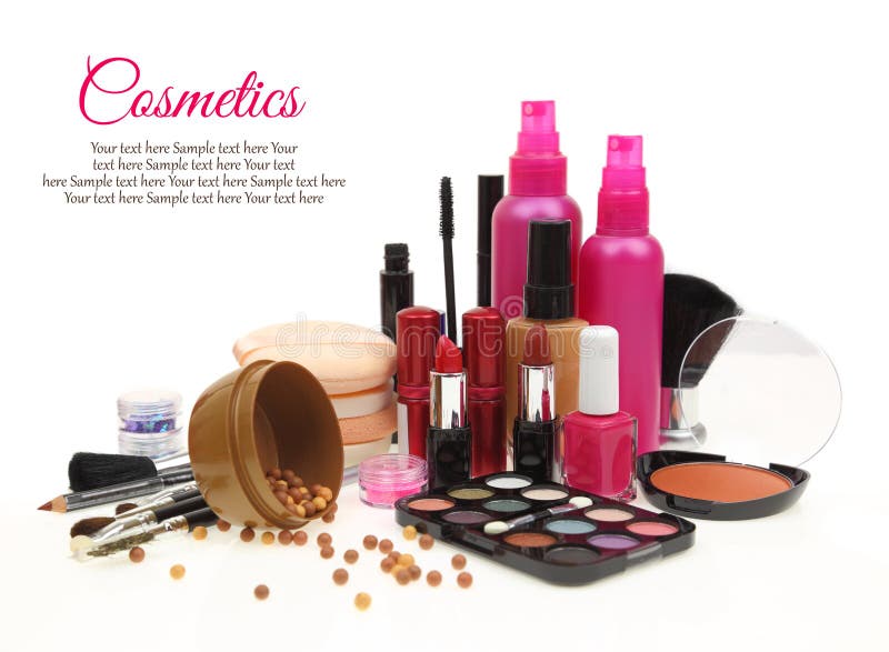 Vari prodotti di bellezza fotografia stock. Immagine di rossetto - 38278670