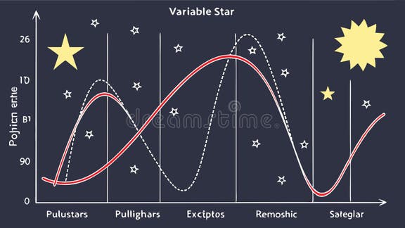 Variable Star Light Curve, Astronomy Science, Stellar Variations Vector ...
