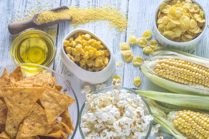 Variación De Los Productos Del Maíz Imagen de archivo - Imagen de ...