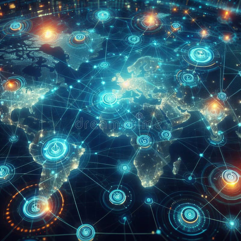 Variant a Smart Grid Map with Nodes and Connections Pulsing with Stock ...