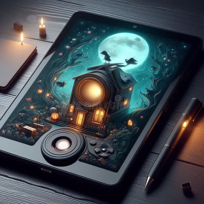 Variant Tablet with a Built in Projector Stock Photo - Image of unusual ...